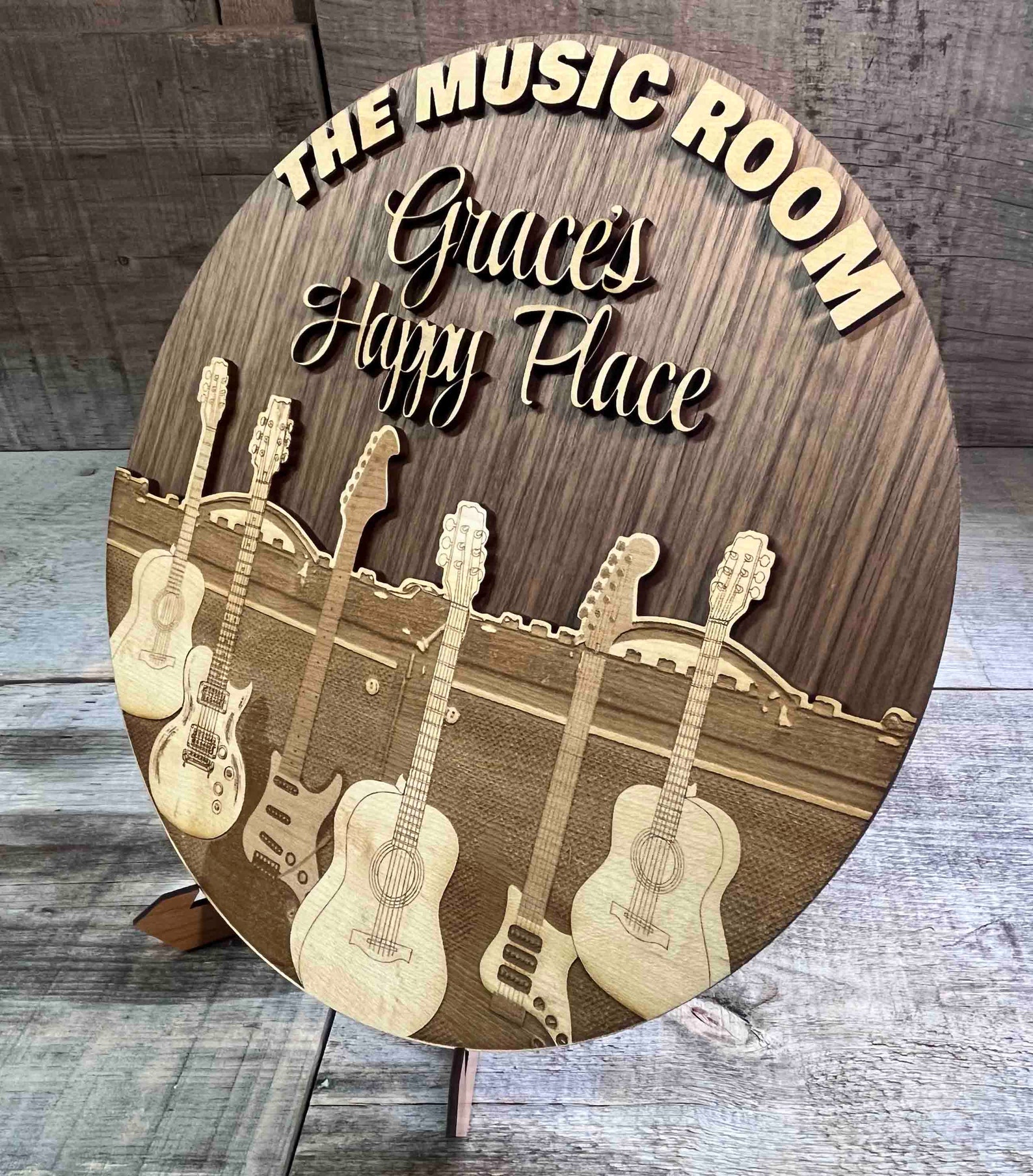 Custom Circular Dual Layer Wooden Sign. Engraved and Cut by Laser ...