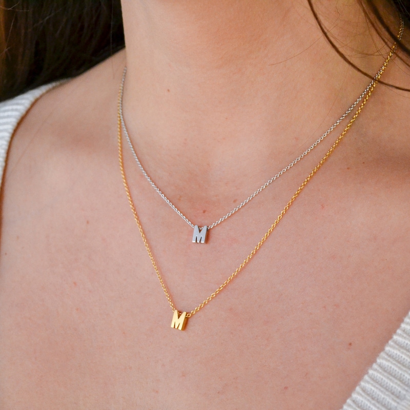 Letter M Necklace - Etsy