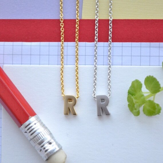 Gold or Silver Plated Upper Case Letter R Initial Necklace - Etsy