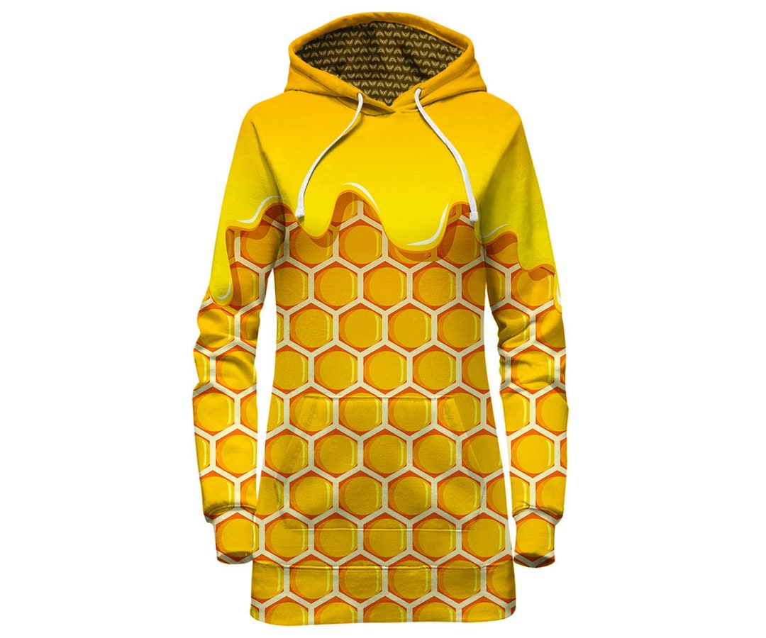 Weed Hoodie Dress With Pockets Psychedelic Marijuana BHO Honey Comb ...