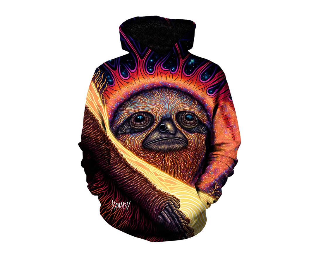 Whimsical Sloth Unisex Art Hoodie Animal Artwork Hoody Graphic Trippy ...