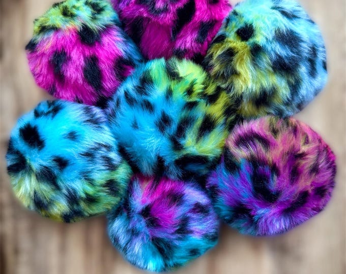 Lisa Frankie Rainbow Cheetah Faux Fur Pom: Colorful Pom Poms - Etsy
