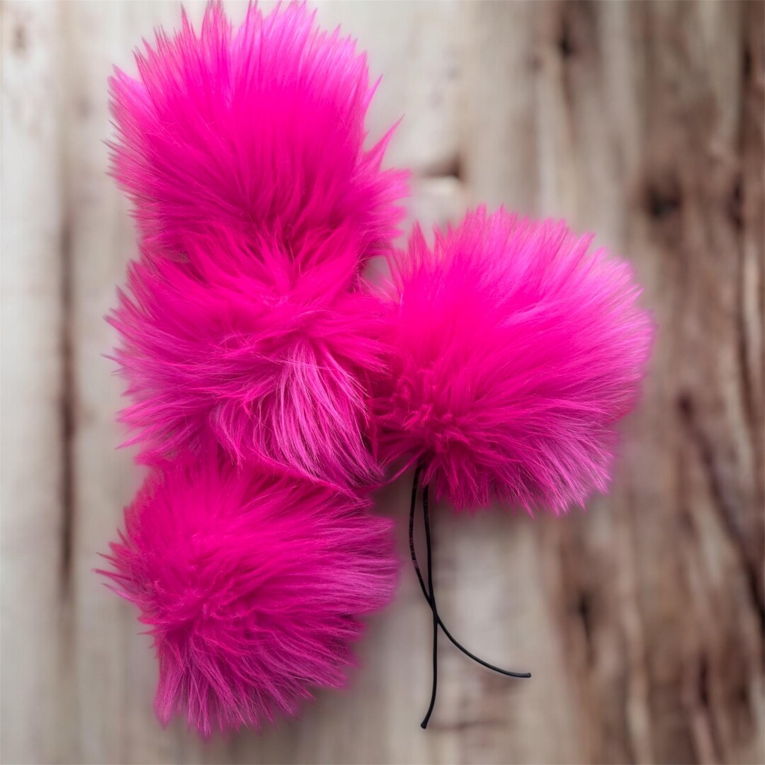 Neon Hot Pink Faux Fur Pom Pom: Crochet & Knitting Supplies - Etsy