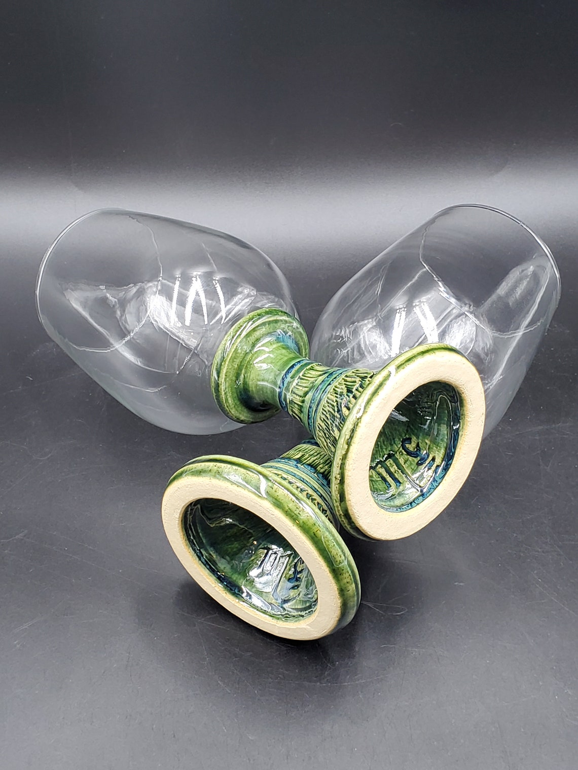 Set of two Handmade Pottery Wine Glasses - Etsy