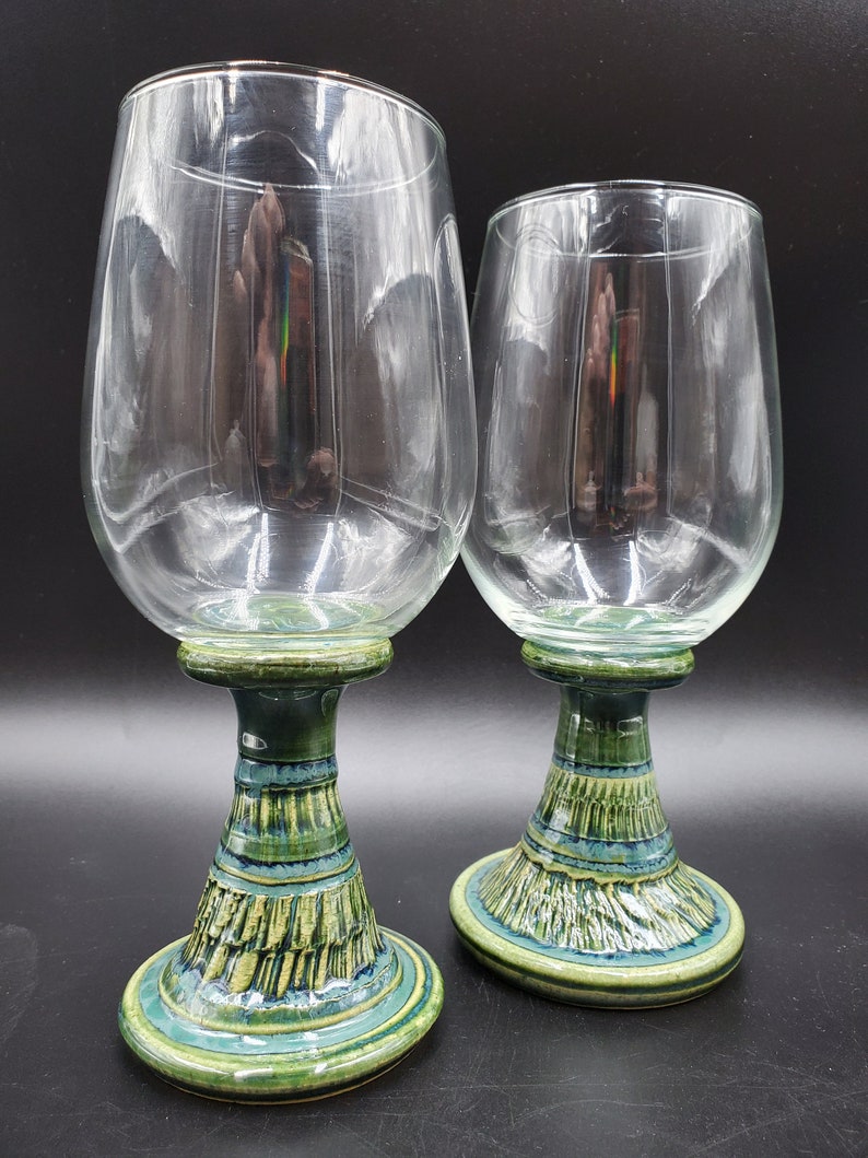 Set of two Handmade Pottery Wine Glasses - Etsy