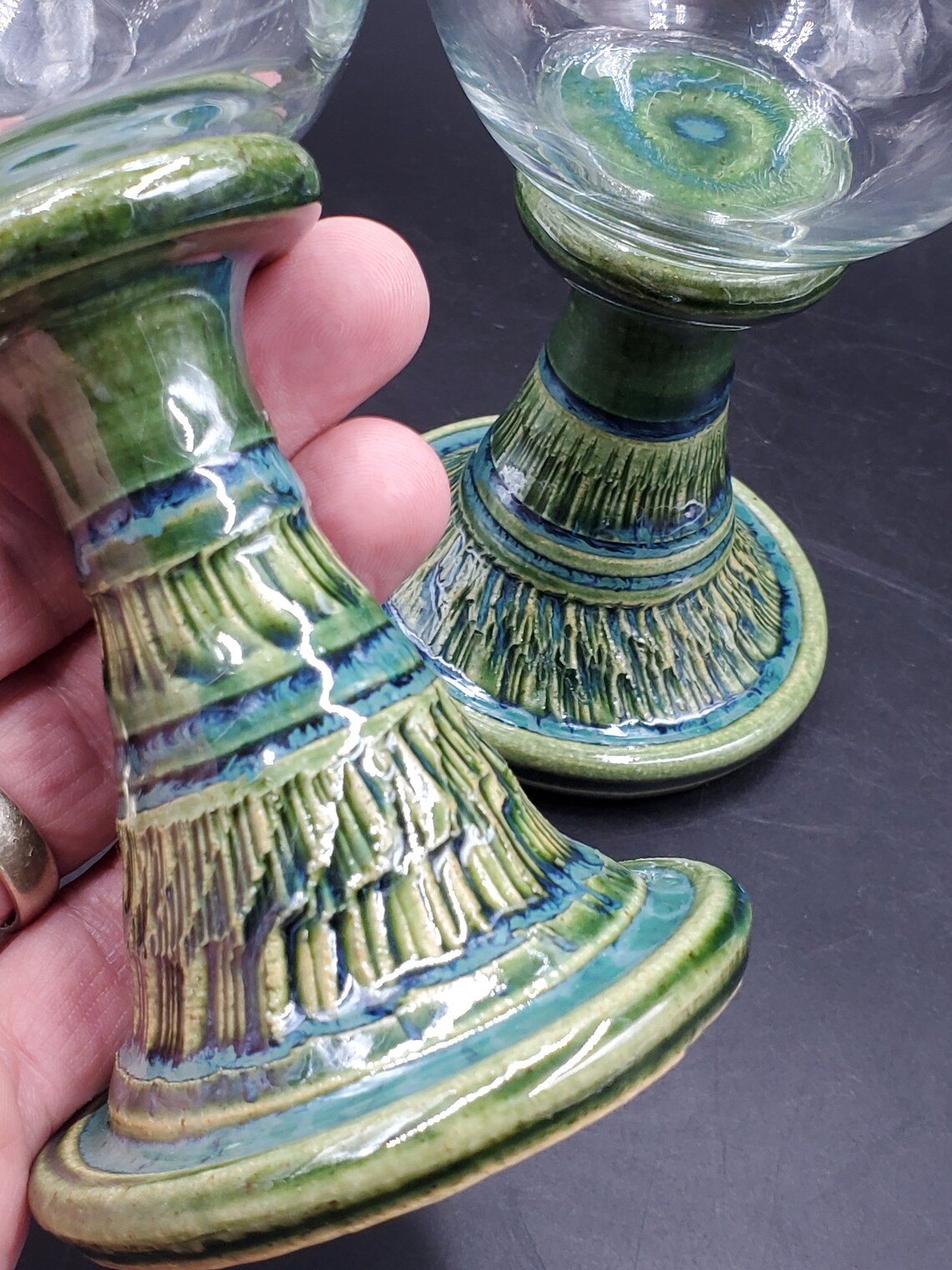 Set of two Handmade Pottery Wine Glasses - Etsy