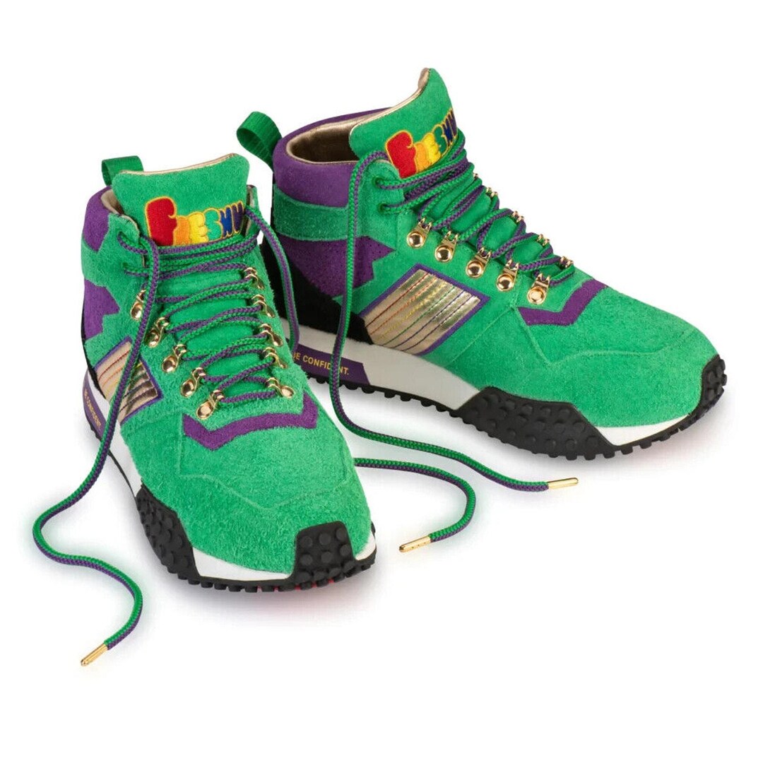 FRESHY DOPE DAWGS Creature Green Rainbow Unicorn Hiking Hi Top Shoes Sz ...