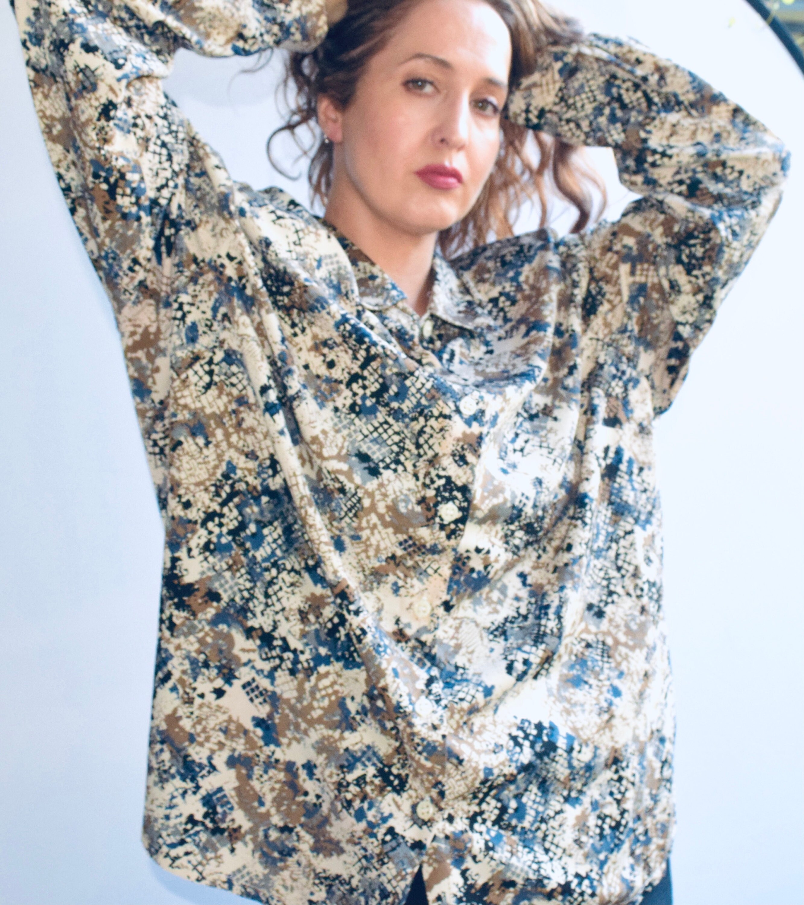 Koret Vintage Patterned Top. 1990s Koret Button Shirt. Size 20 W. Plus ...