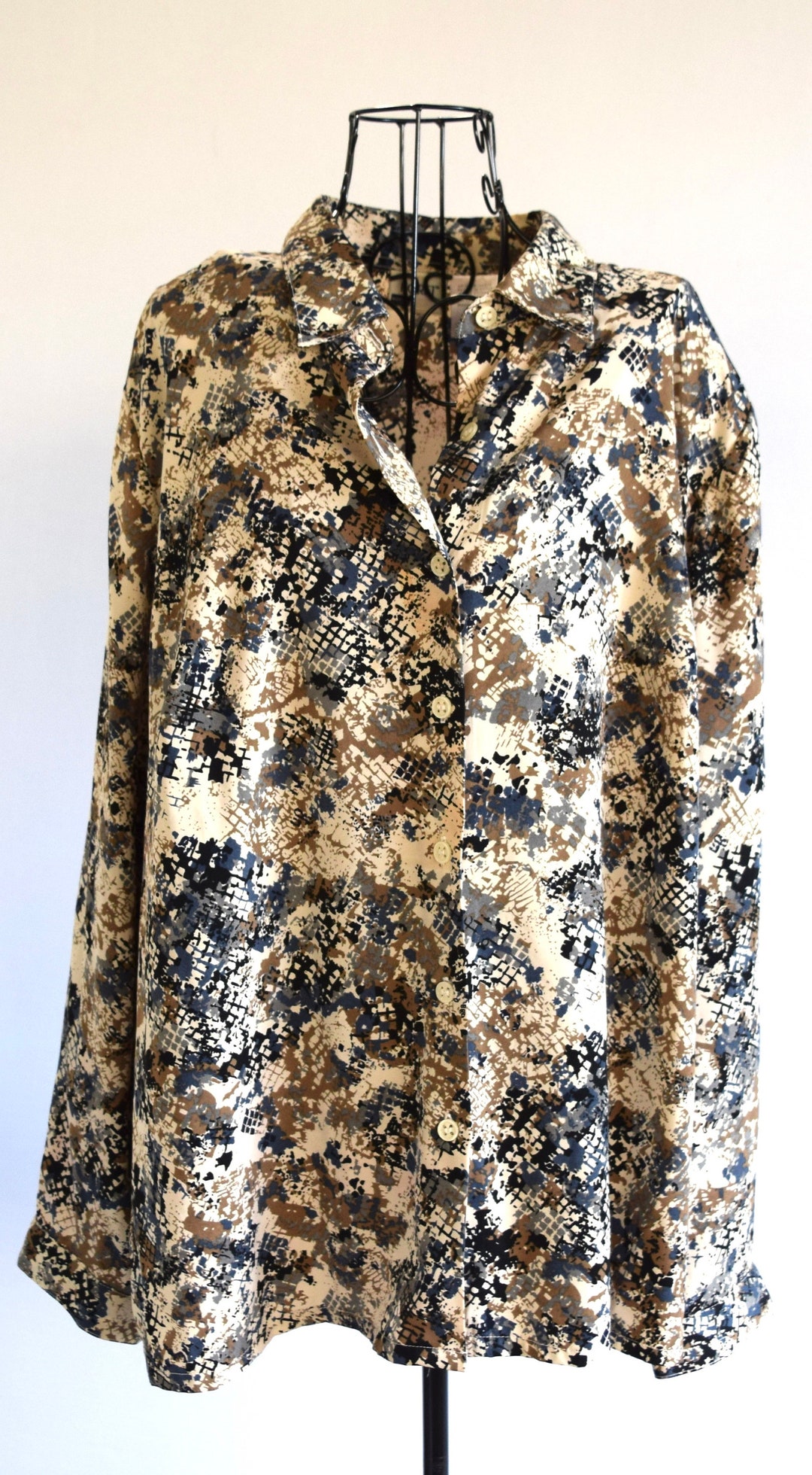 Koret Vintage Patterned Top. 1990’s Koret Button Shirt. Size 20 W. Plus ...