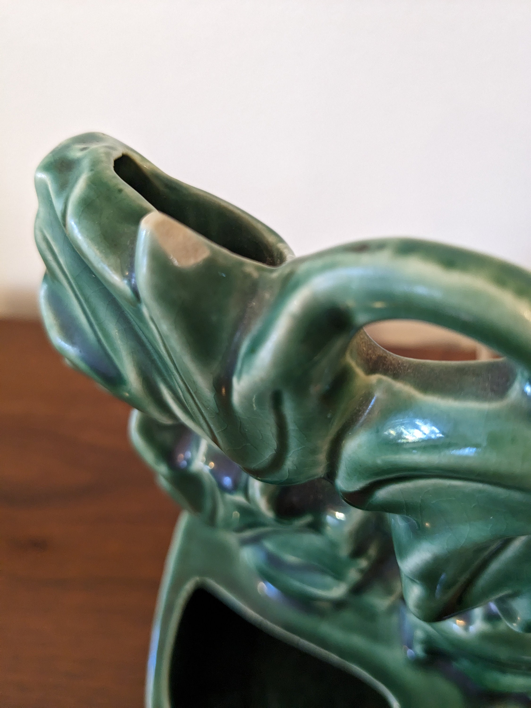 Mid Century Green Ivy Ceramic TV Lamp - Etsy