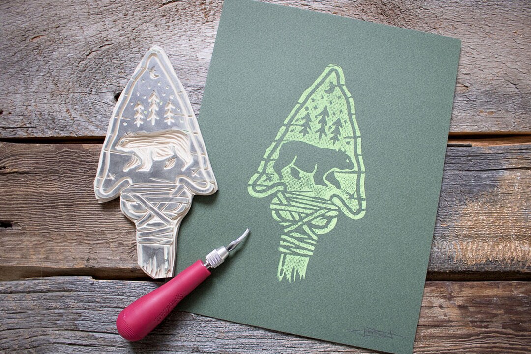 Block Print - the Great Black Bear Variant - 8.5"x11" Art Print - Etsy ...
