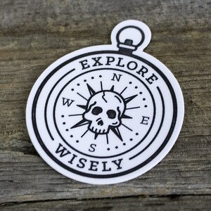 2 Sticker Pack - Skull Compass - Explore Wisely - Etsy