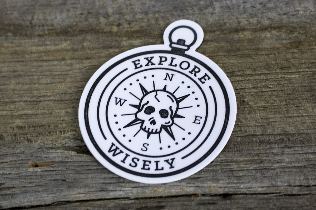 2 Sticker Pack - Skull Compass - Explore Wisely - Etsy