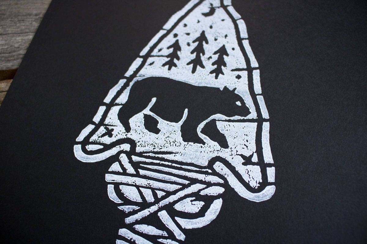 Block Print the Great Black Bear 8.5x11 Art Print - Etsy