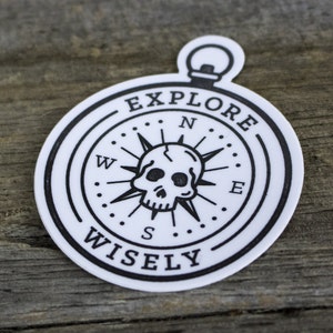 2 Sticker Pack - Skull Compass - Explore Wisely - Etsy