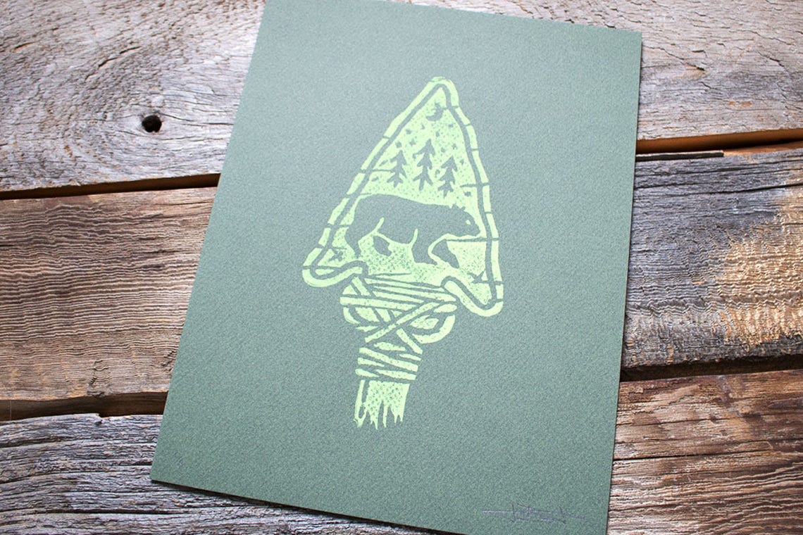 Block Print the Great Black Bear Variant - Etsy