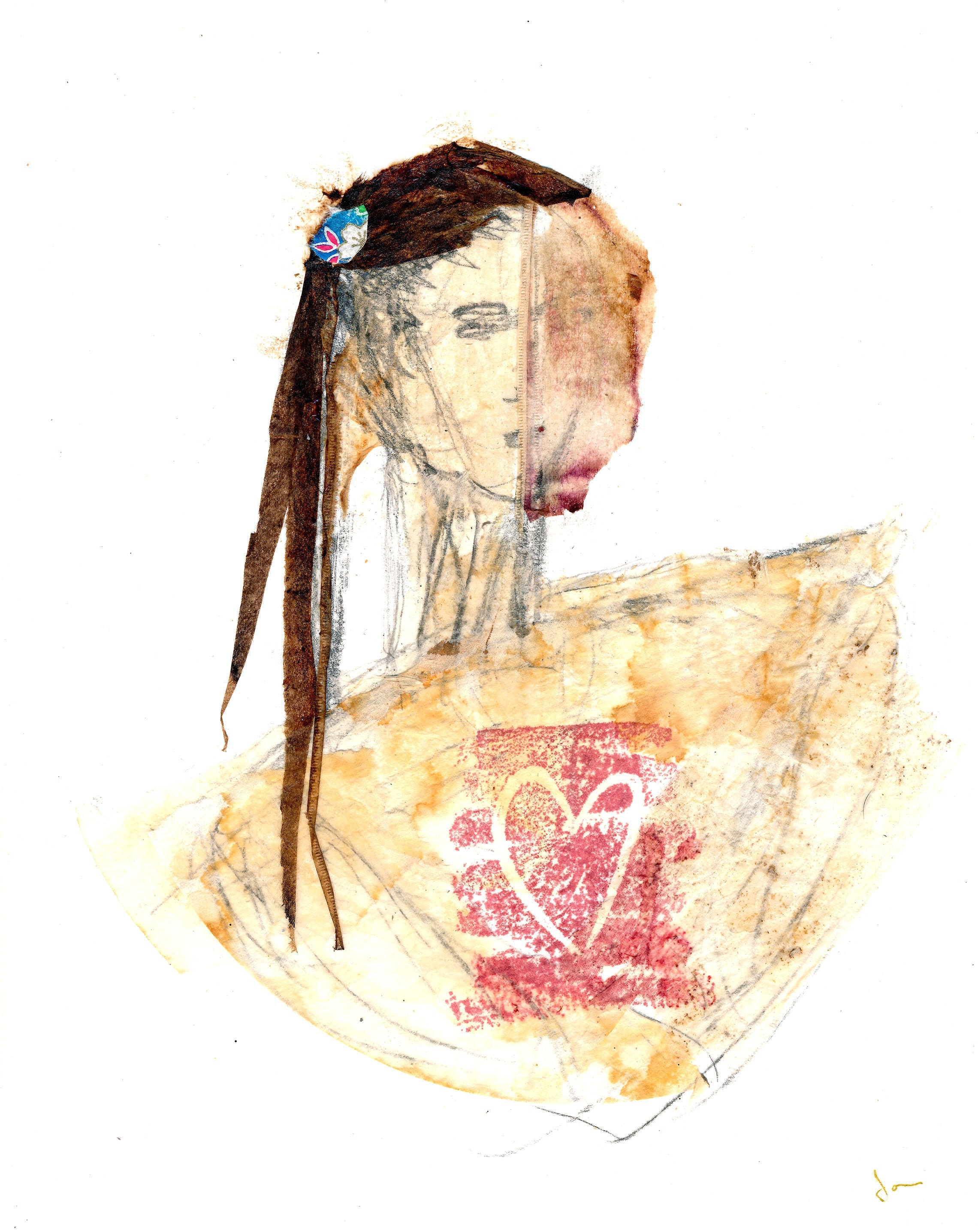 Girl With Big Heart Female Figure Collage Mixed Media Figurative Art ...