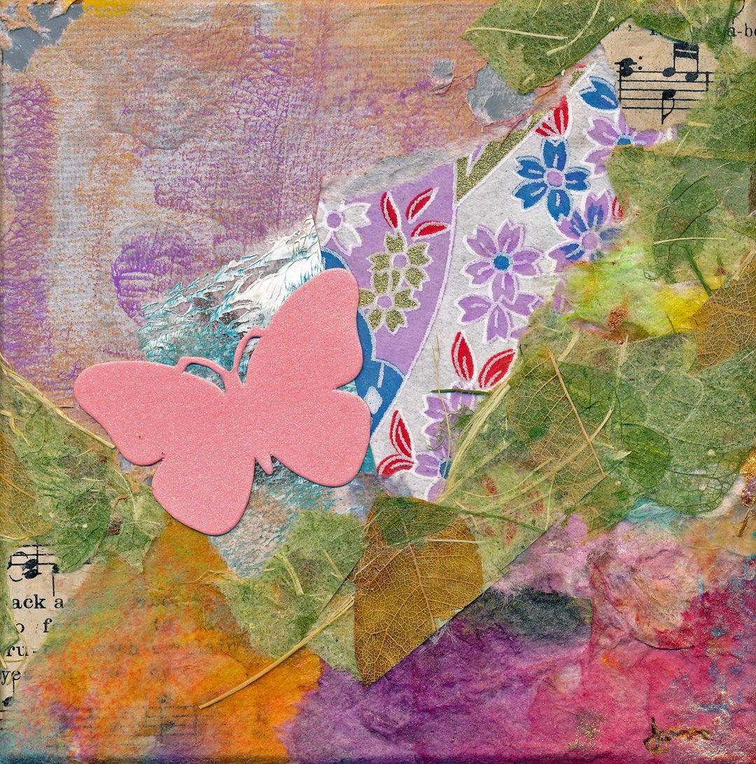 Pink Butterfly Collage Butterfly Art Unique Gift 4 X 4 - Etsy