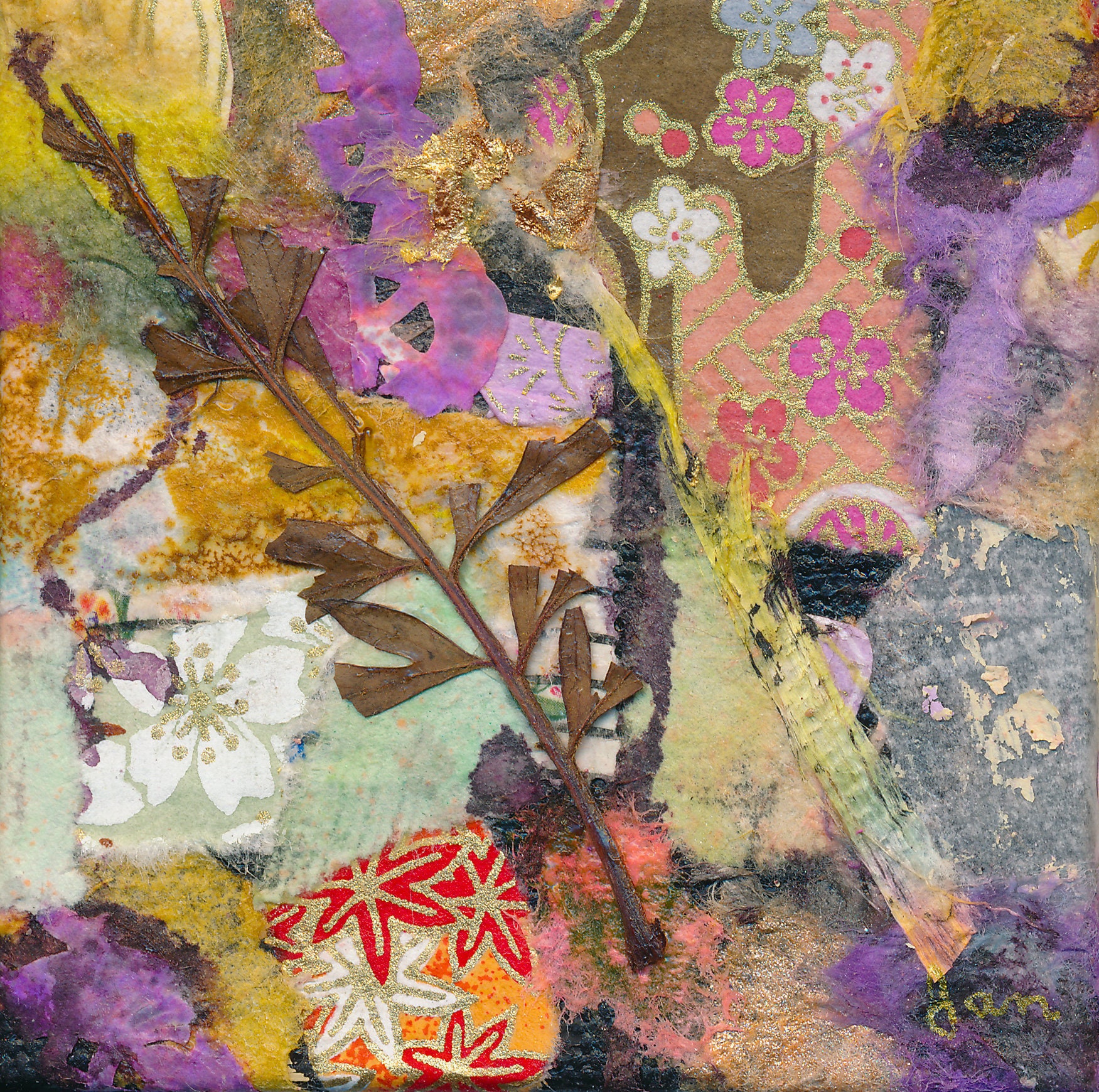 Colorful Collage Tiny Collage Painting Delicate Asian - Etsy