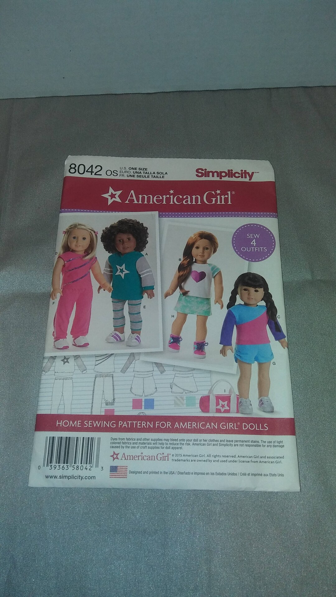 Simplicity Pattern 8042 American Girl Brand Sportswear - Etsy