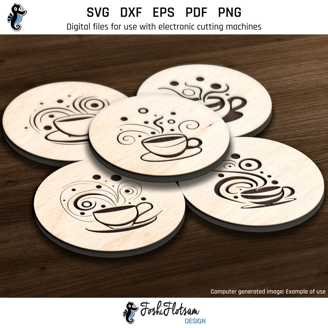 20 Coaster SVG Laser Engrave File Coffee SVG Bundle Glowforge Cut Files ...