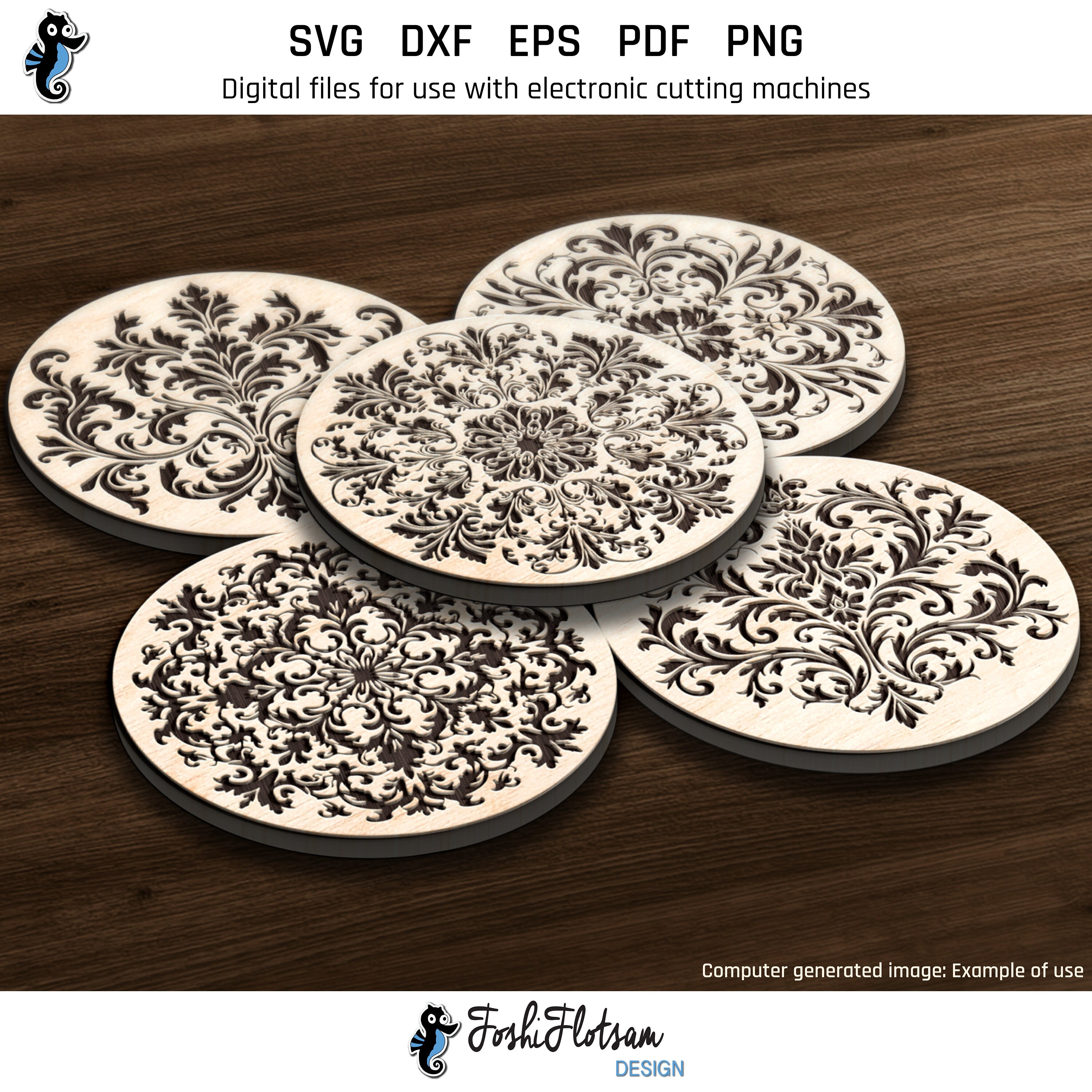 30 Coaster SVG | Laser Engrave File | Floral Engrave Pattern ...