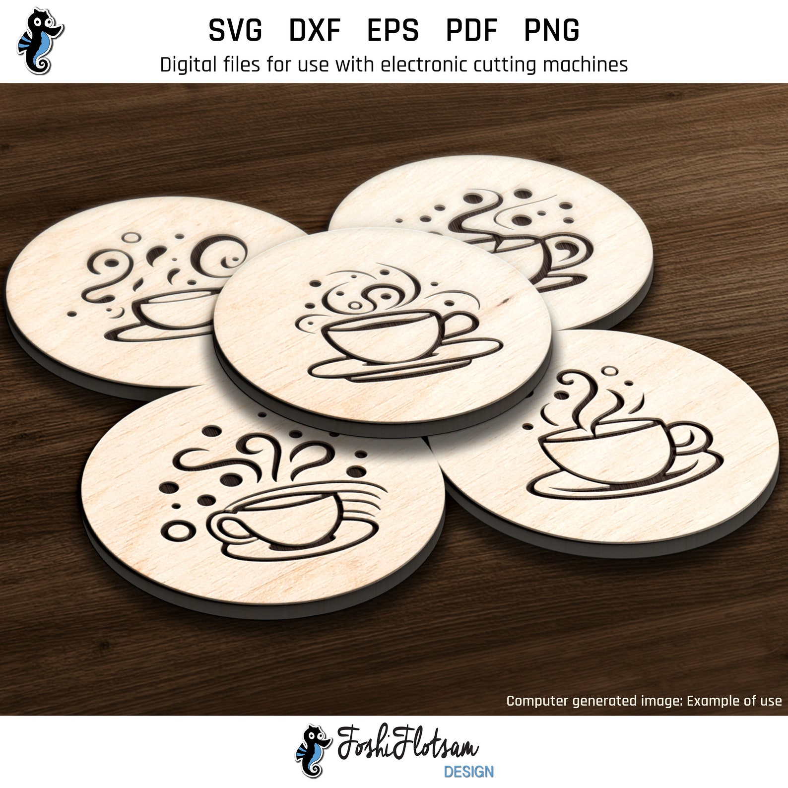 20 Coaster SVG Laser Engrave File Coffee SVG Bundle Glowforge Cut Files ...