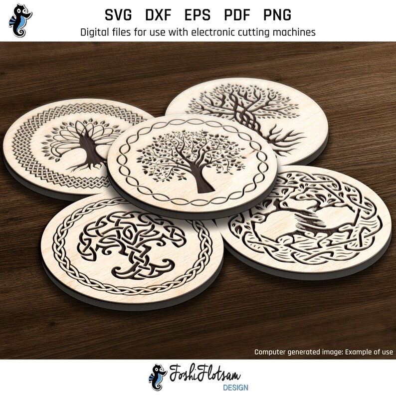 20 Coaster SVG Laser Cutting Laser Engrave File Tree of - Etsy