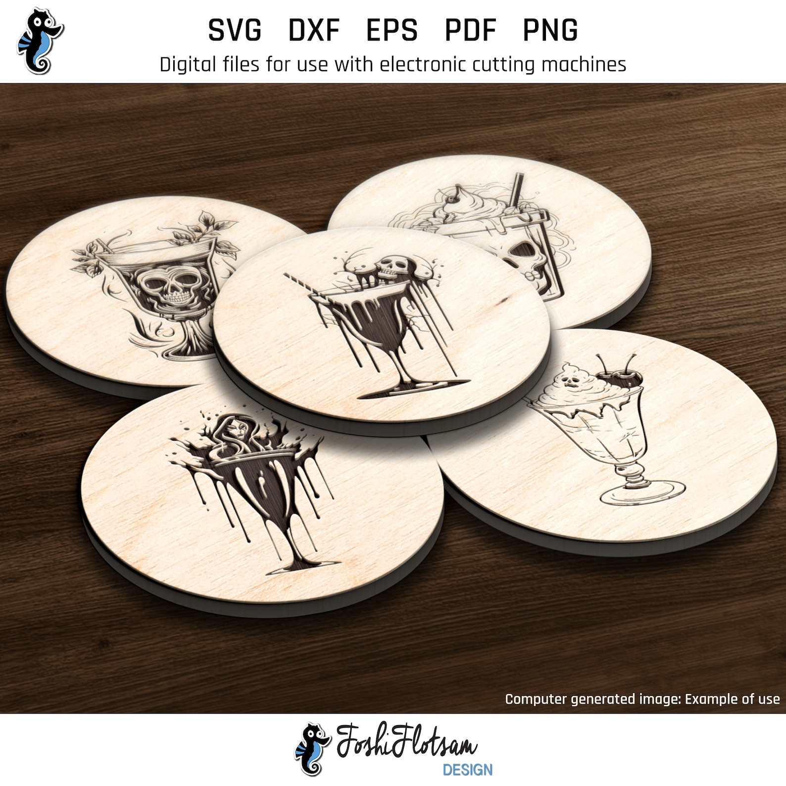 25 Coaster SVG, Laser Engrave File, Laser Cut File, Glowforge Halloween ...