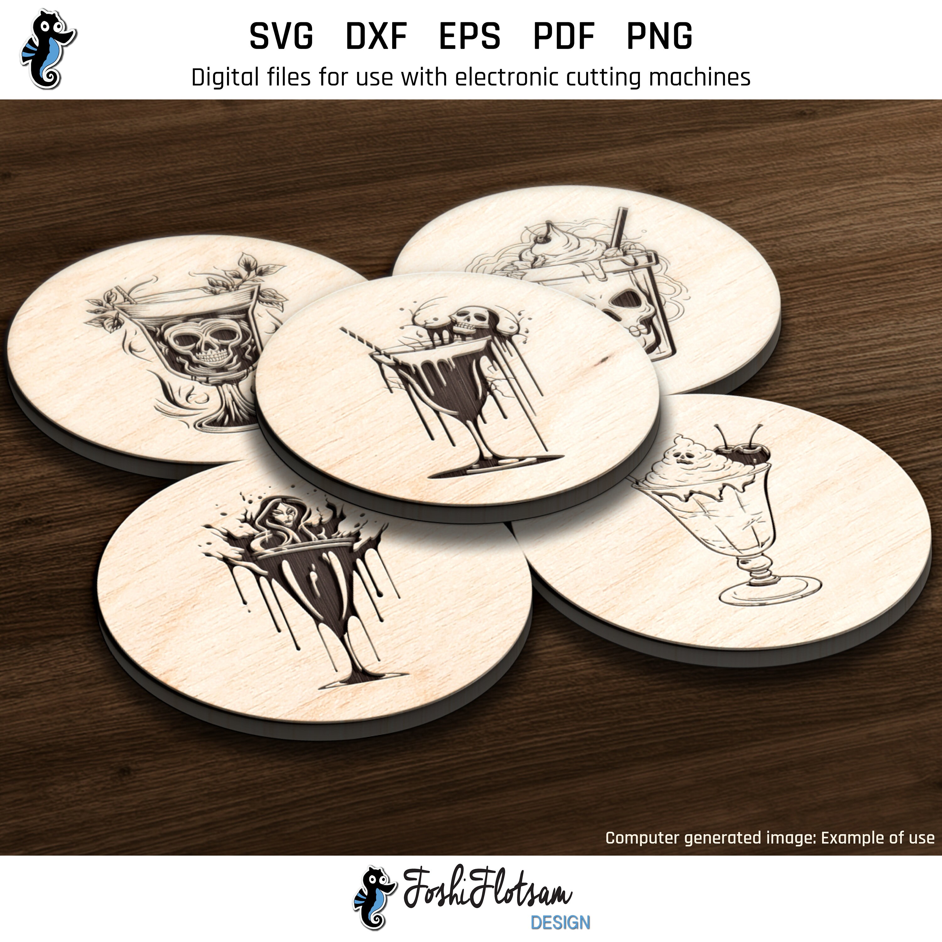 25 Coaster SVG, Laser Engrave File, Laser Cut File, Glowforge Halloween ...