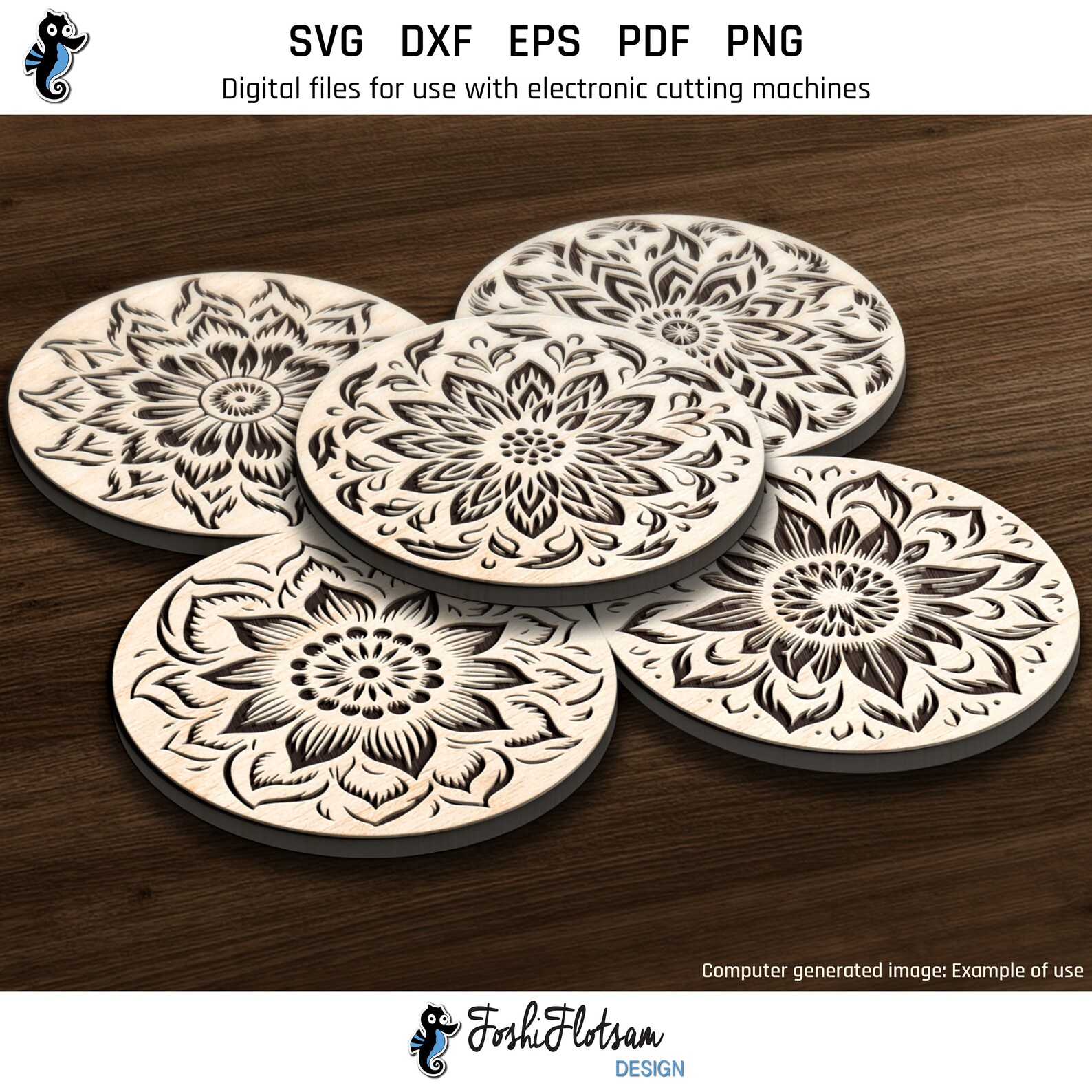 30 Coaster SVG | Laser Engrave File | Flower Engrave Pattern ...