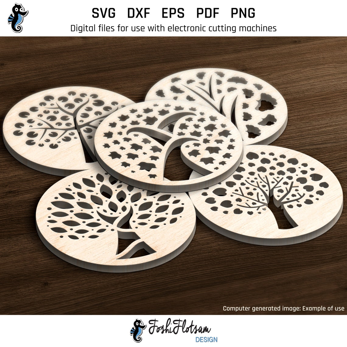 15 Coaster SVG Tree of Life DXF Tree SVG Laser Cut Files - Etsy Australia