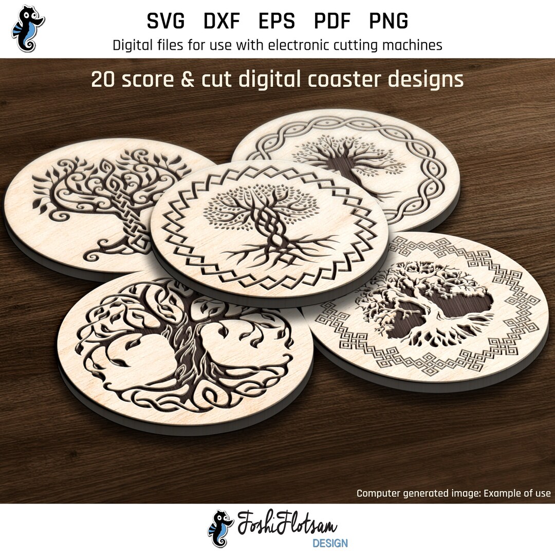20 Coaster SVG | Laser Cutting | Laser Engrave File, Tree of Life SVG ...