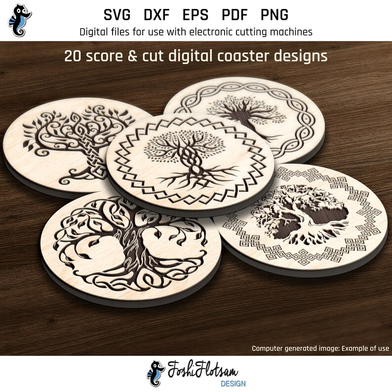 20 Coaster SVG Laser Cutting Laser Engrave File Tree of - Etsy