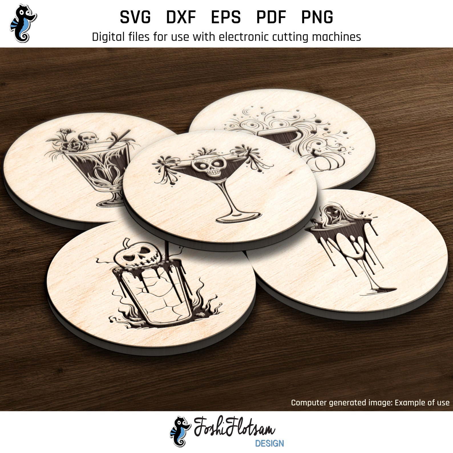 25 Coaster SVG, Laser Engrave File, Laser Cut File, Glowforge Halloween ...