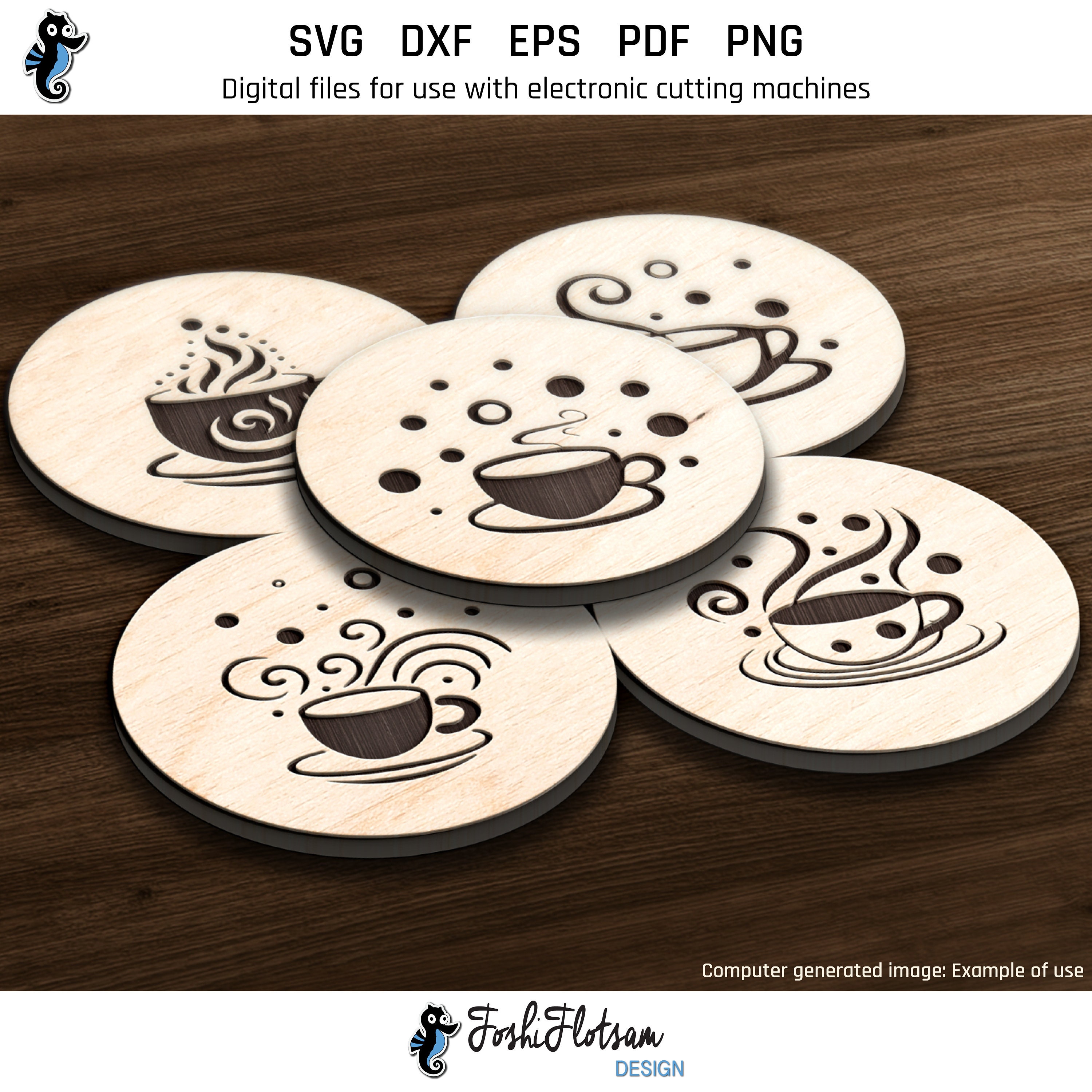 20 Coaster SVG Laser Engrave File Coffee SVG Bundle Glowforge Cut Files ...