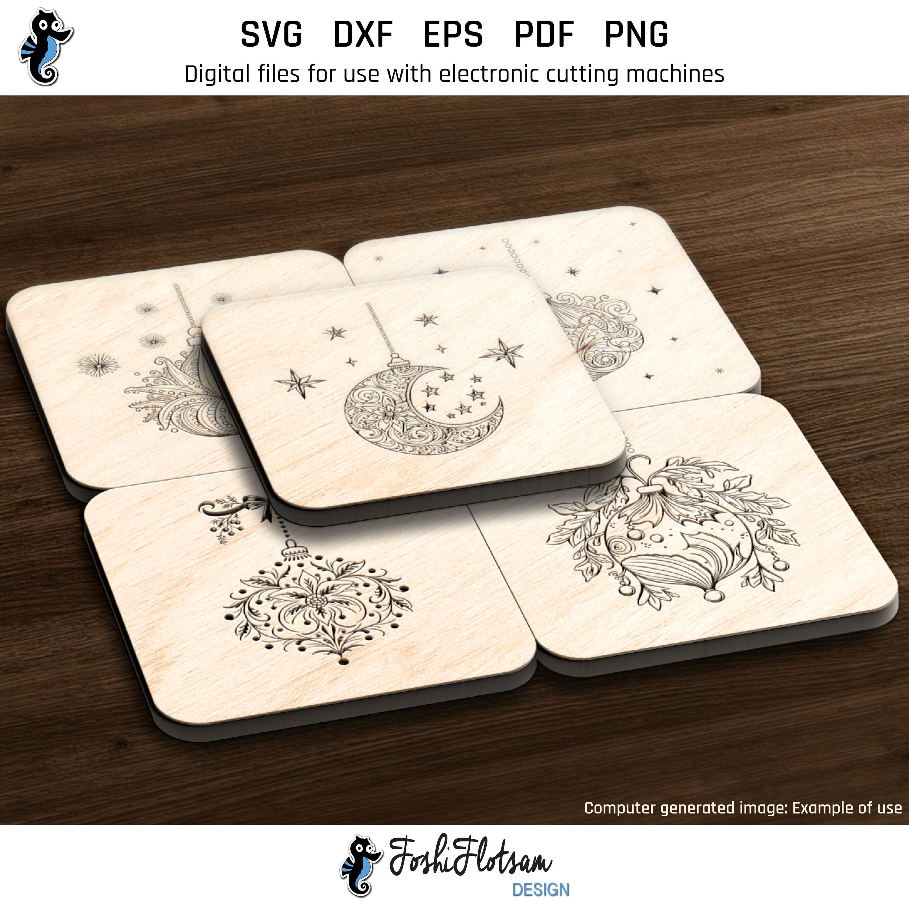 30 Coaster SVG Ornament SVG Christmas SVG Bundle Glowforge Christmas ...