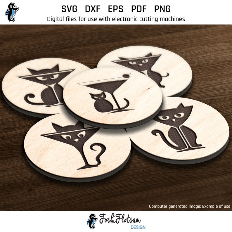 20 Coaster SVG | Laser Cutting | Laser Engrave File, Cat Decor Laser ...