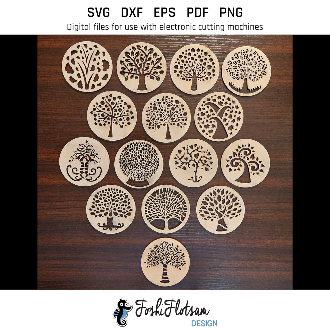 15 Coaster SVG Tree of Life DXF Tree SVG Laser Cut Files - Etsy