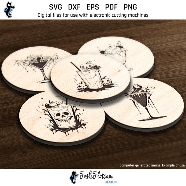 25 Coaster SVG, Laser Engrave File, Laser Cut File, Glowforge Halloween ...