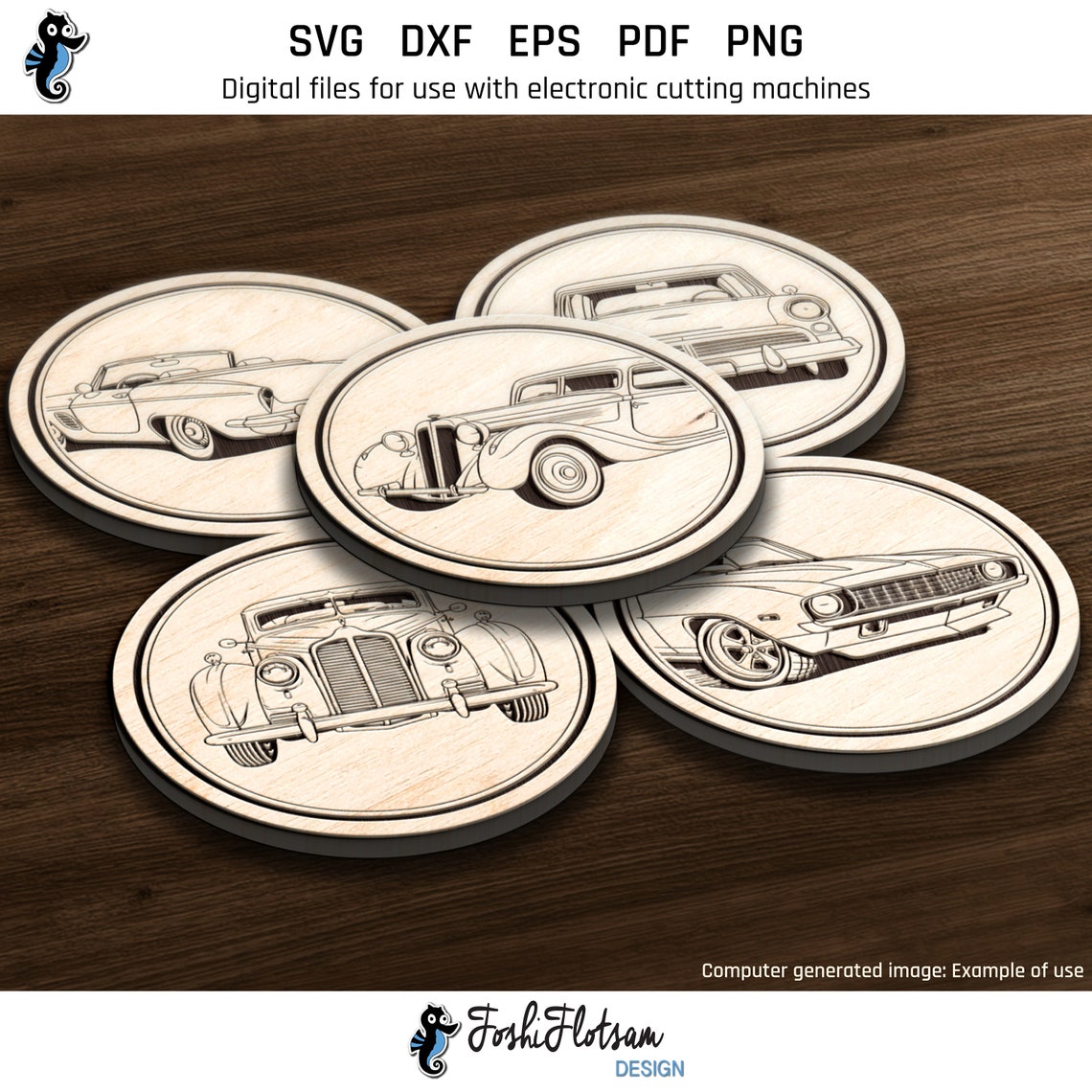 20 Coaster SVG | Laser Engrave File | Retro Car SVG | Glowforge Cut ...