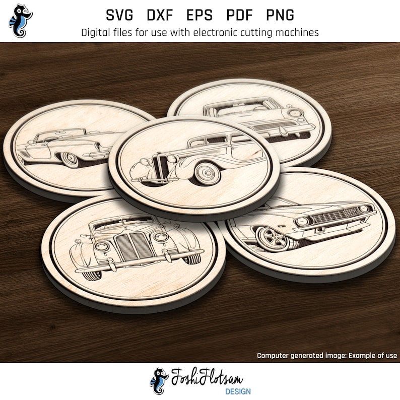 20 Coaster SVG | Laser Engrave File | Retro Car SVG | Glowforge Cut ...
