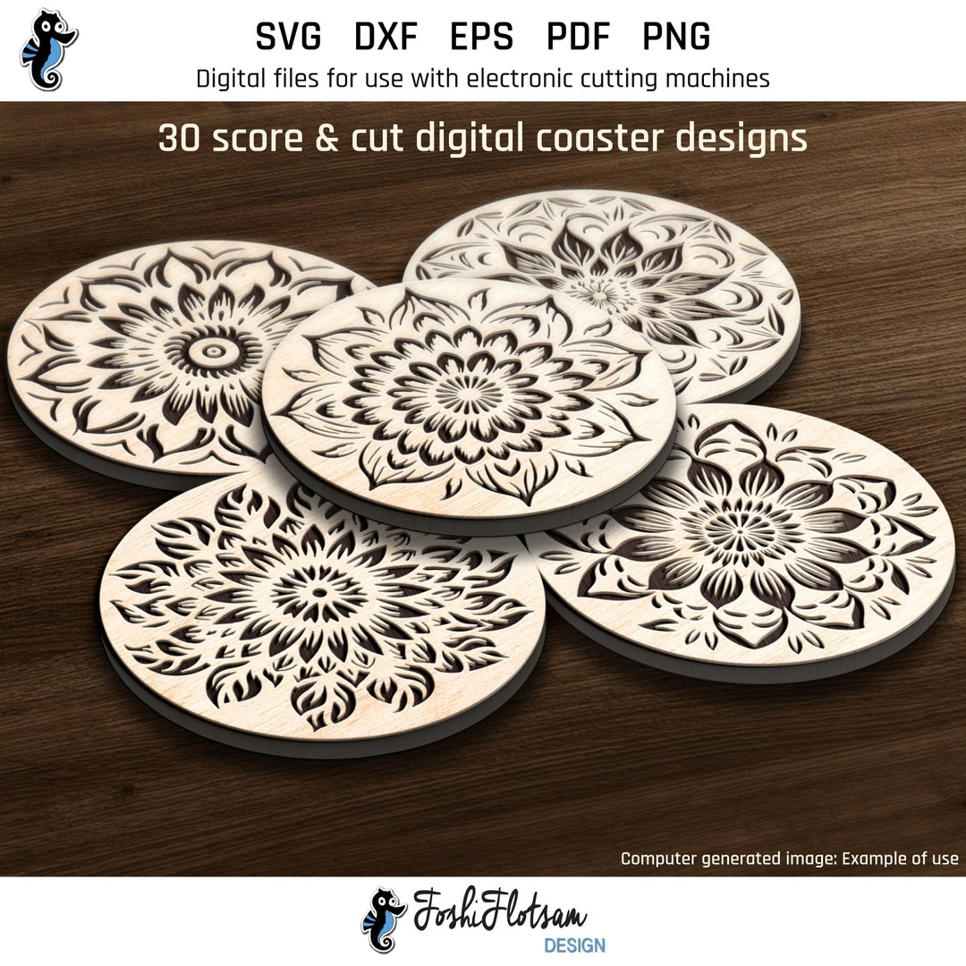 30 Coaster SVG | Laser Engrave File | Flower Engrave Pattern ...