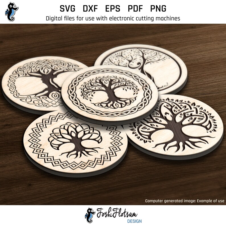 20 Coaster SVG Laser Cutting Laser Engrave File Tree of - Etsy