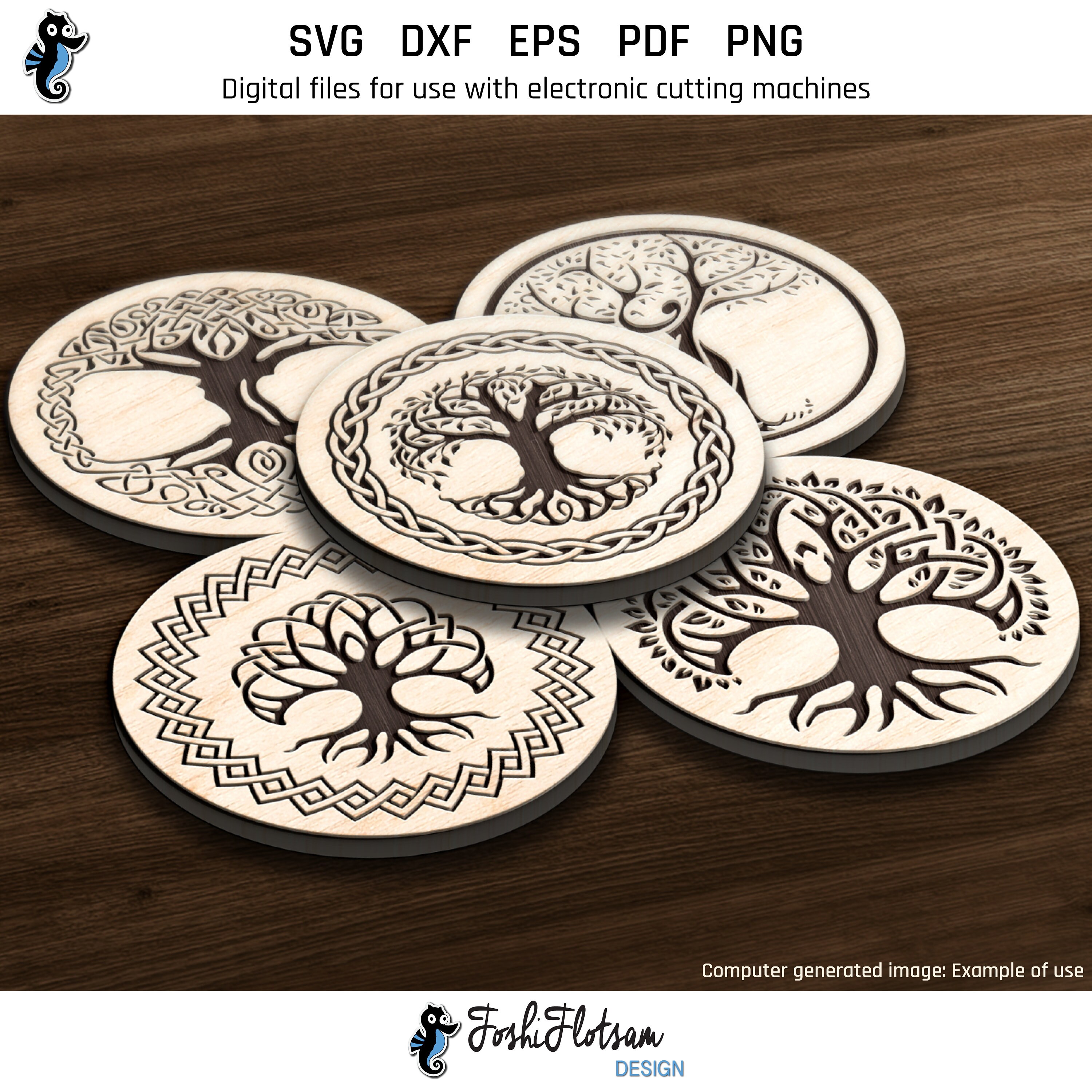 20 Coaster SVG Laser Cutting Laser Engrave File Tree of - Etsy