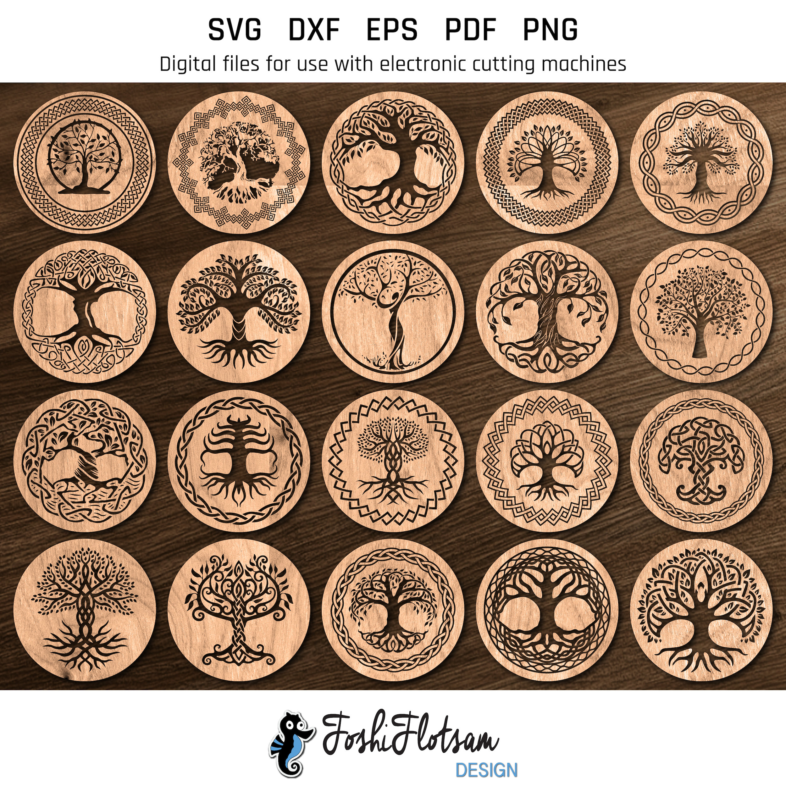20 Coaster SVG Laser Cutting Laser Engrave File Tree of - Etsy