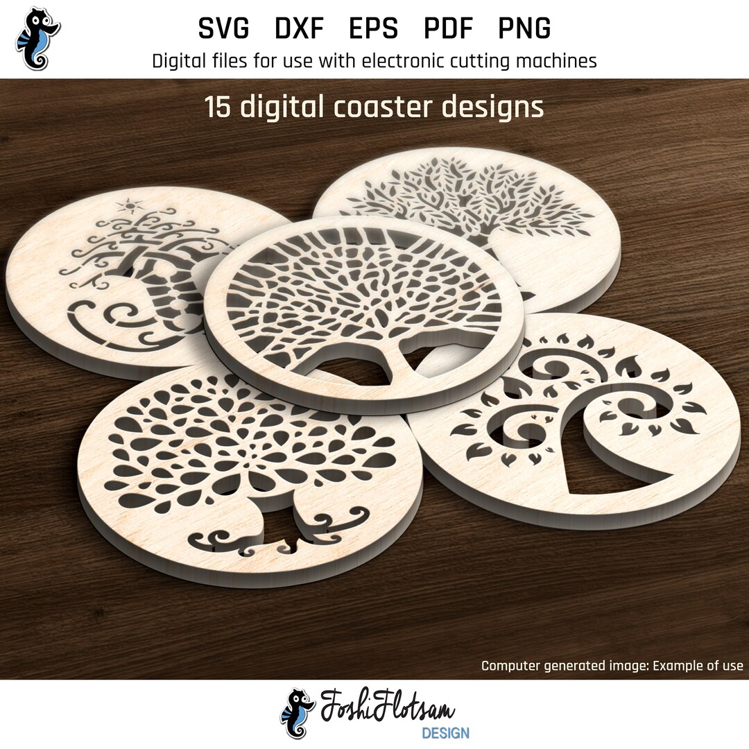 15 Coaster SVG | Tree of Life DXF | Tree SVG | Laser Cut Files | Tree ...