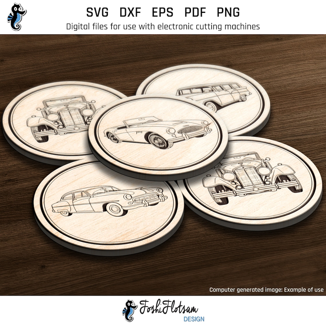 20 Coaster SVG | Laser Engrave File | Retro Car SVG | Glowforge Cut ...