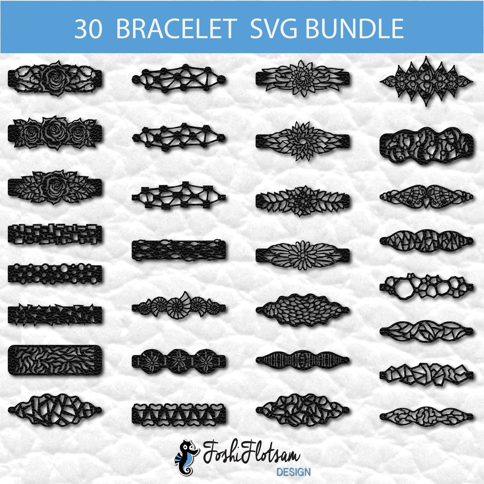 Paquet SVG de 30 bracelets | Bracelet en cuir SVG coupé fichier ...