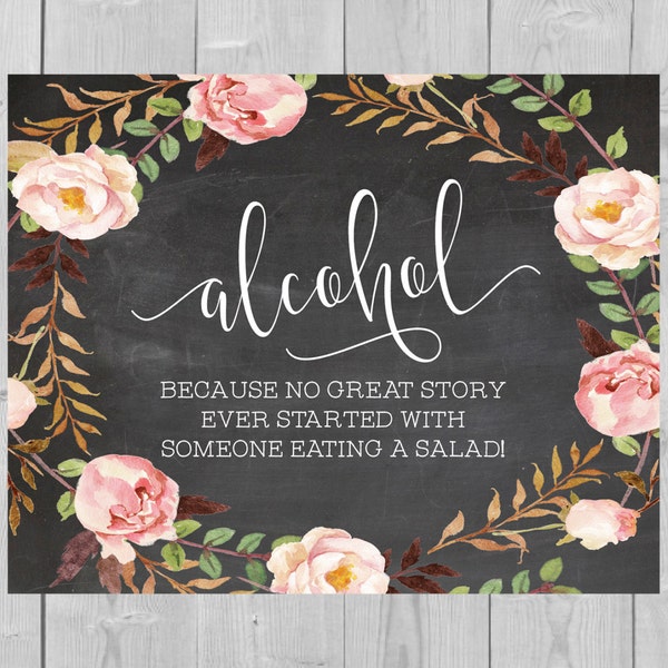 Alcohol Because No Great Story Ever Started With Someone Eating A - Etsy